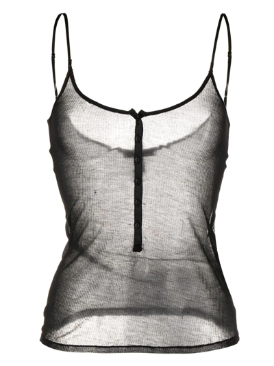 Kiki De Montparnasse Intime Fine Ribbed Camisole In Black Modesens
