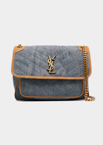 Saint Laurent Niki Medium Ysl Denim Shoulder Bag | ModeSens