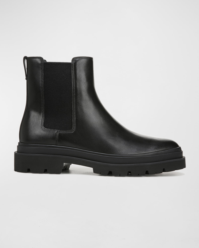 Vince Men's Rivers Leather Lug-sole Chelsea Boots In Black Leather ...