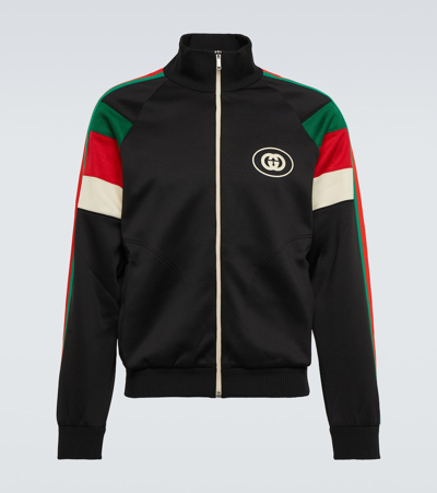 Gucci Web Stripe Neoprene And Jersey Track Jacket In Black | ModeSens