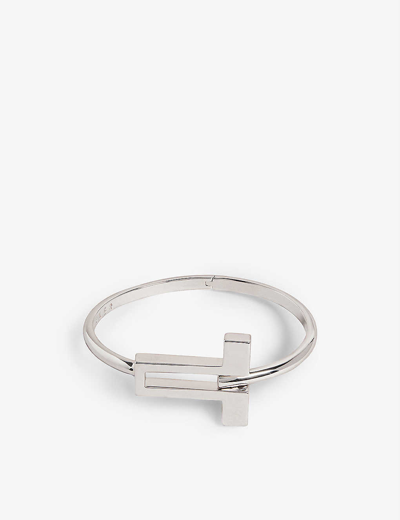 Ted Baker T Signature Silver-tone Plated Brass Bangle In Silver-col ...