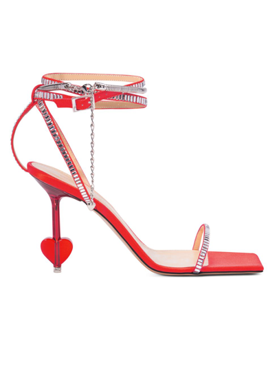 Mach&mach Women's Crystal-embellished Satin Sandals In Red | ModeSens