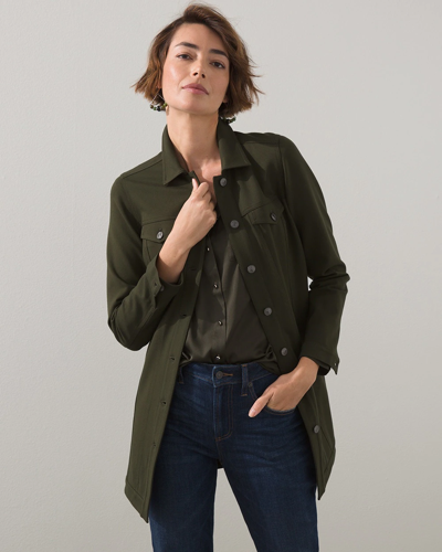 Chico's Elongated Ponte Jacket In Primordial Forest | ModeSens