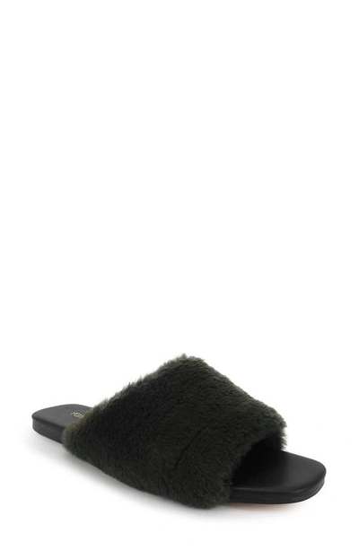 Yosi Samra Nora Faux Fur Slide Sandal In Green | ModeSens