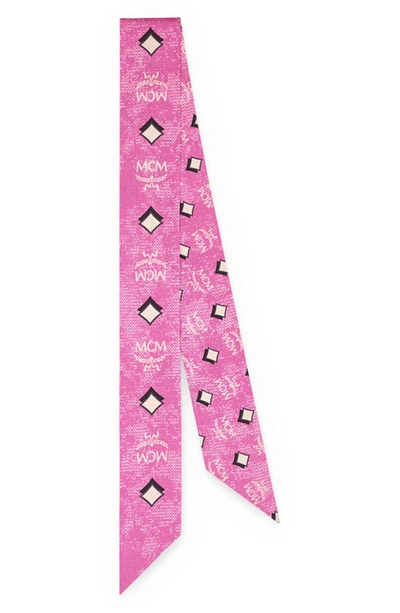 Mcm Twilly Vintage Monogram Skinny Silk Scarf In Pink | ModeSens