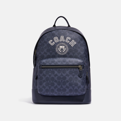 Coach West Backpack In Signature Canvas With Varsity Motif In Multi ...