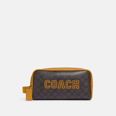 Coach Large Travel Kit In Signature Canvas With Varsity Motif In Multi ...