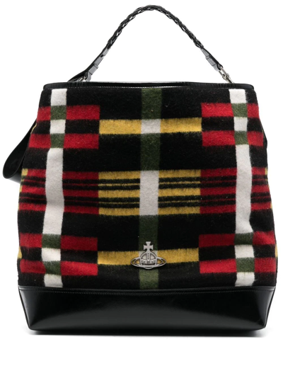 Vivienne Westwood Orb-plaque Wool Tote Bag In Black | ModeSens
