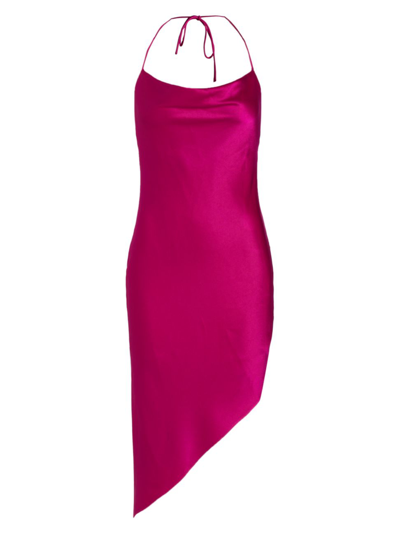 Alice And Olivia Harmony Asymmetric Satin Slip Dress In Raspberry ...