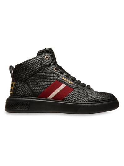 Bally Meson Lizard-embossed Leather High-top Sneakers In Black | ModeSens