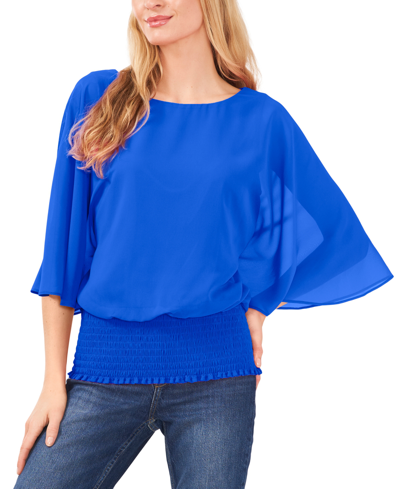 Sam & Jess Petite Smocked-hem Top In Electric Glow Blue | ModeSens