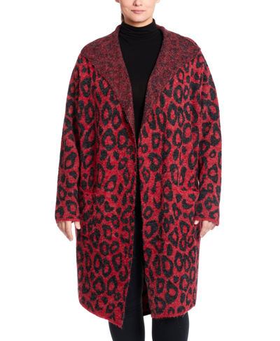 Joseph A Plus Size Drape Collar Coatigan Sweater In Red | ModeSens