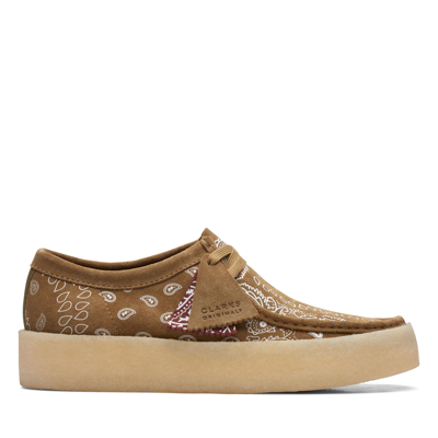 Clarks Wallabee Cup M Mud Green Suede Moccasin With Paisley Print ...