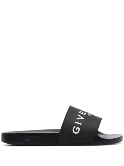 Givenchy Logo Pool Slides In Nero | ModeSens