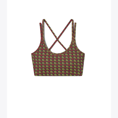 Tory Sport Tory Burch Printed Weightless Multi-strap Bra In Lush Plum ...