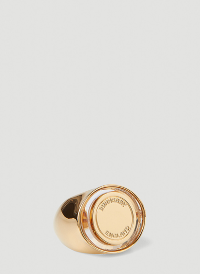 Burberry Logo-engraved Gold-toned Brass Signet Ring | ModeSens