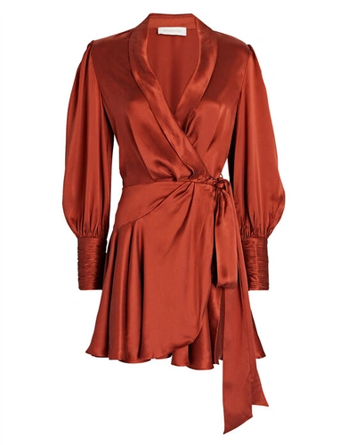 Zimmermann Silk Wrap Mini Dress In Red | ModeSens