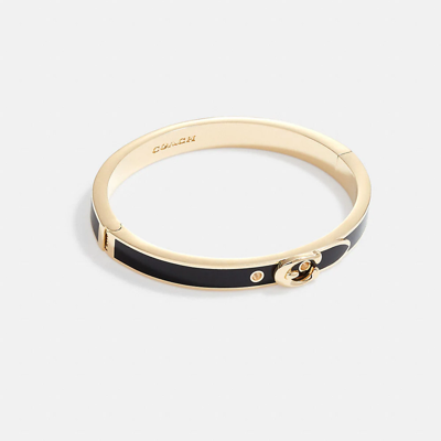 Coach Signature Thin Buckle Bangle In Gold/black | ModeSens