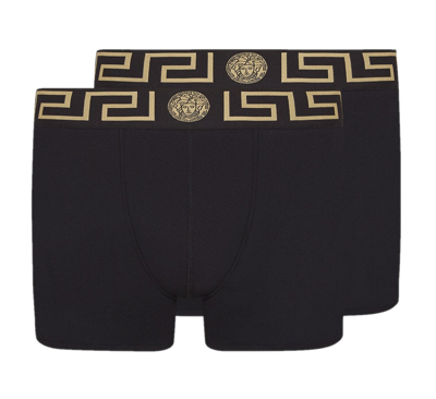 Versace Mens Black Cotton Boxers With Medusa Logo In Nero | ModeSens