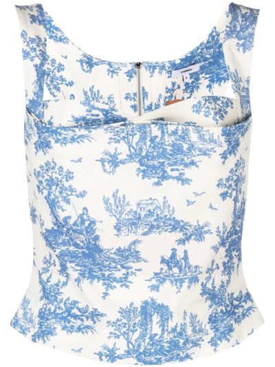 Miaou Imogene Toile-print Corset Top In Blue | ModeSens