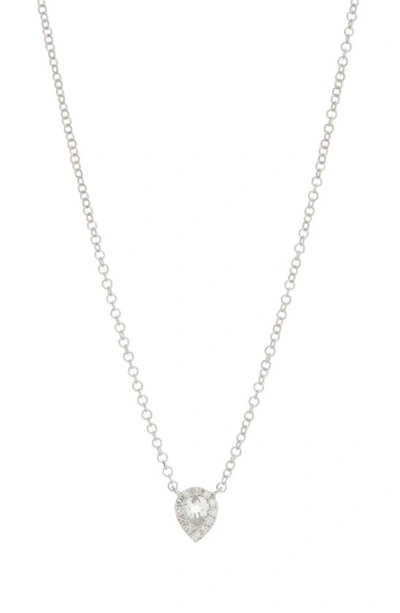 Ef Collection Diamond & Topaz Teardrop Pendant Necklace In 14k White ...