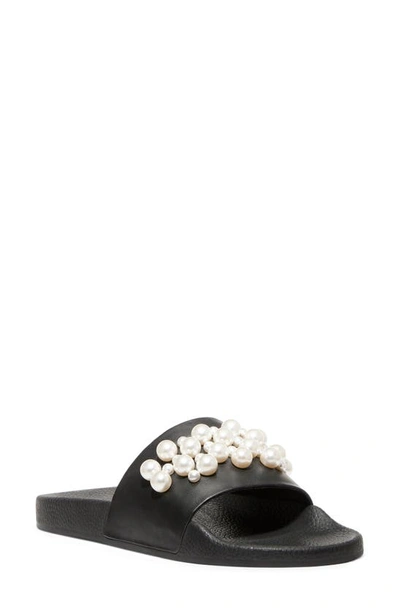 Stuart Weitzman Goldie Pool Slide Sandal Flat Sandals In Black | ModeSens