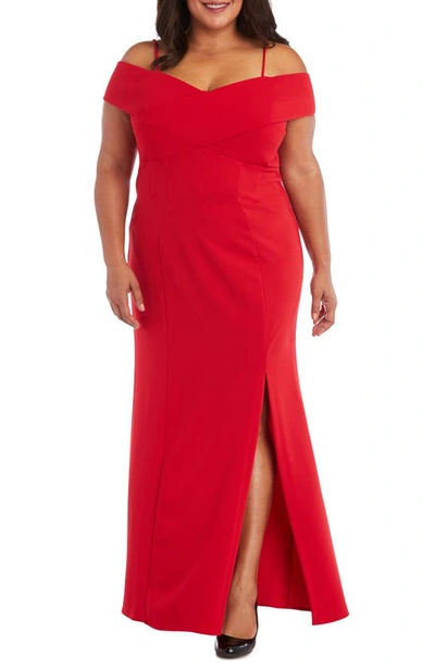 Nightway Off-the-shoulder Body-con Scuba Gown In Red | ModeSens