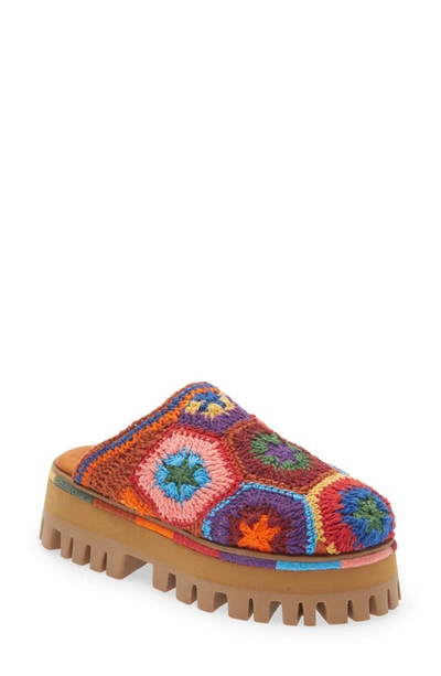 Farm Rio Caramel Colorful Crochet Platform Mule In Multi | ModeSens