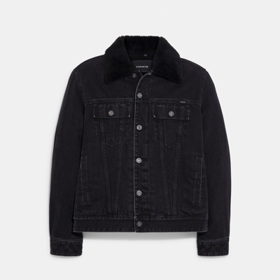 Coach Denim Jacket With Sherpa Lining In Black | ModeSens
