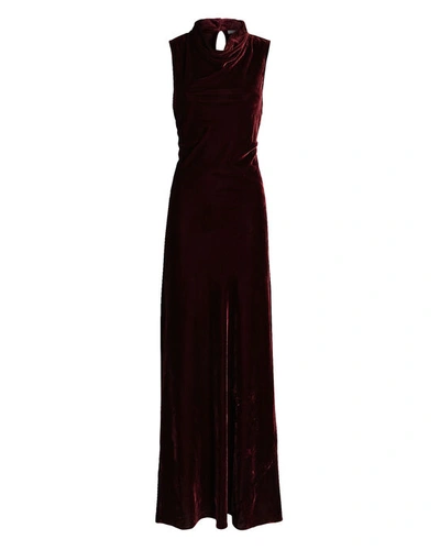 Veronica Beard Kura Cowl Neck Velvet Slip Dress In Red-drk | ModeSens