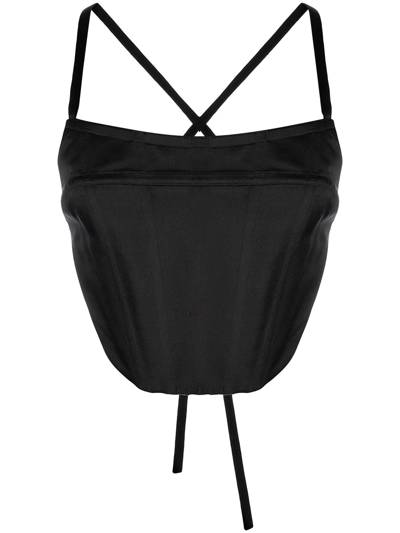 Rosetta Getty Backless Corset Top In Black | ModeSens