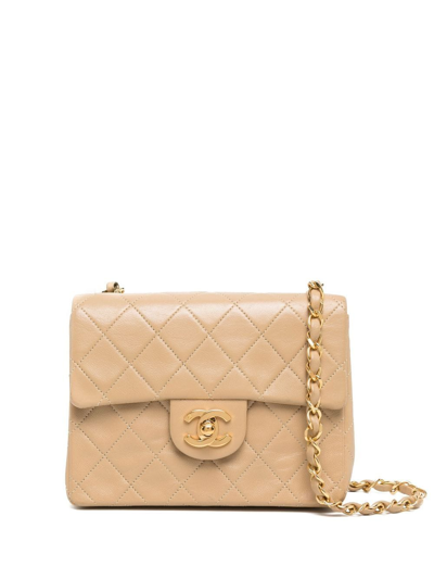 Pre-owned Chanel 1990 Mini Classic Flap Crossbody Bag In Brown | ModeSens