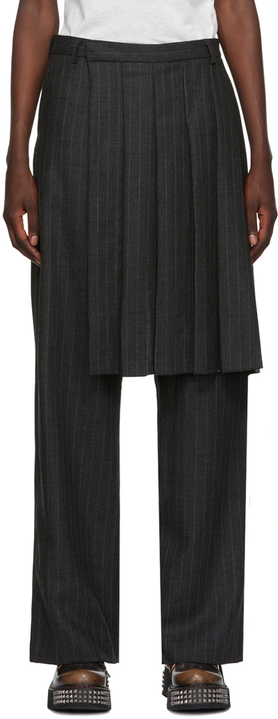 R13 Grey Layered Wool Wide Leg Trousers | ModeSens