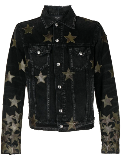 Amiri Star-patch Denim Jacket In Grey | ModeSens