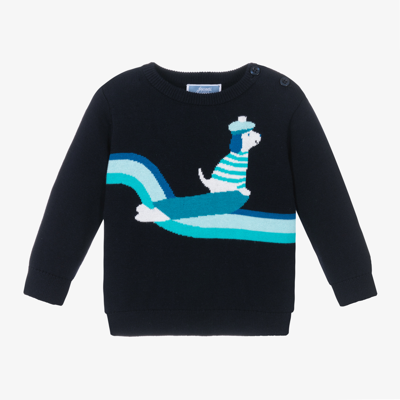 Jacadi Paris Babies' Boys Navy Blue Dog Sweater | ModeSens