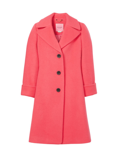 Kate Spade Brushed Wool Blend Coat In Bright Honeysuckle | ModeSens
