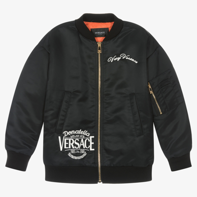 Versace Black Logo Bomber Jacket | ModeSens