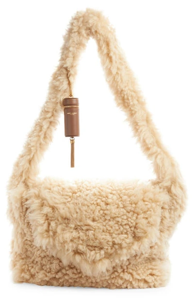 Saint Laurent Genuine Shearling Shoulder Bag In Natural Beige | ModeSens