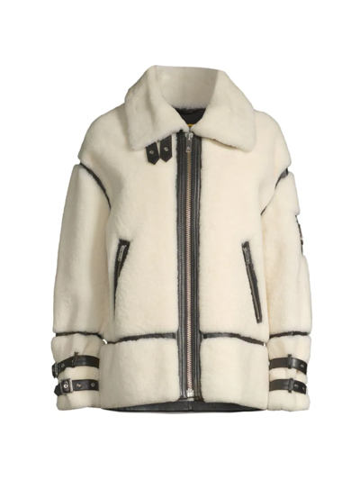 Moose Knuckles Golden Prairie Shearling Coat In Ivory | ModeSens