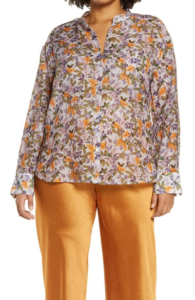 Vince Wisteria Vine Button-up Blouse In Violetta | ModeSens