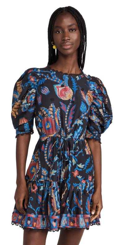 Farm Rio Sunset Tapestry Black Mini Dress | ModeSens
