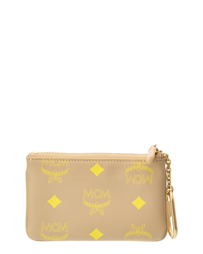 Mcm Splash Logo Leather Key Pouch In Beige | ModeSens