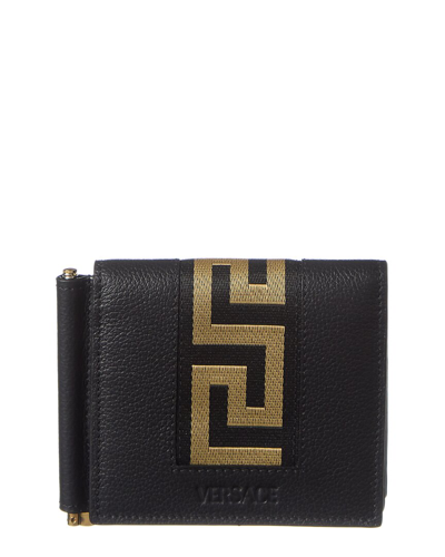 Versace Greca Leather Card Case In Black | ModeSens