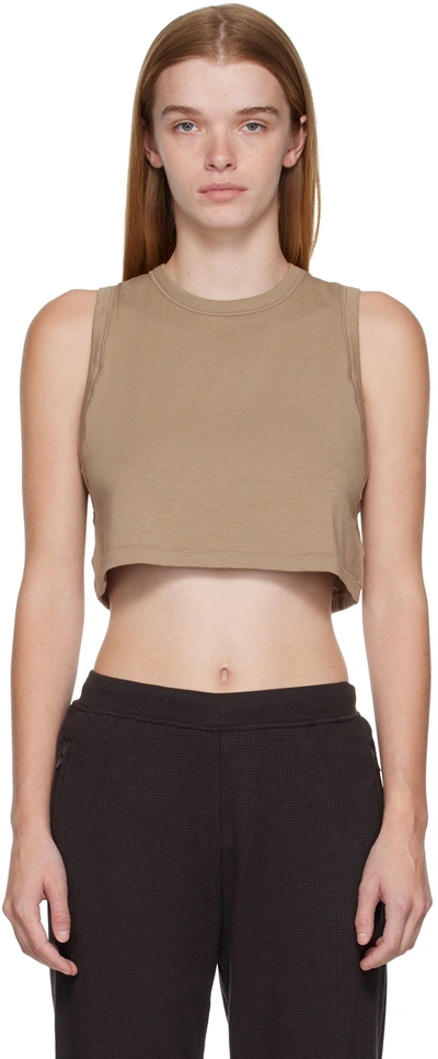 Skims Beige Boyfriend Sleep Crop Tank Top In Desert | ModeSens