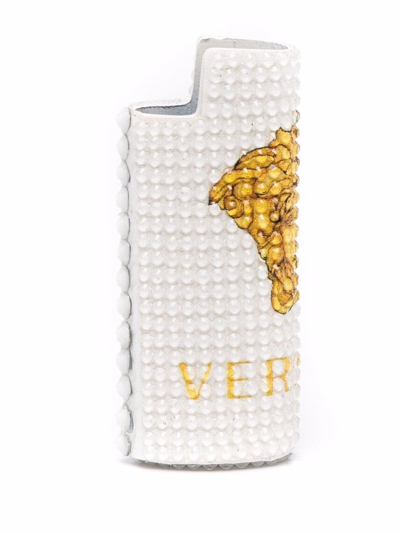 Versace Crystal Medusa Lighter Holder In White | ModeSens