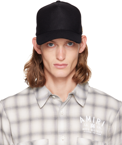 Amiri Black Brushed Pin Cap In Black / Gold-wool | ModeSens