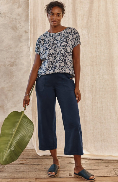 Jjill J.jill Pure Jill Cotton & Linen Buttoned-pocket Crops In True ...