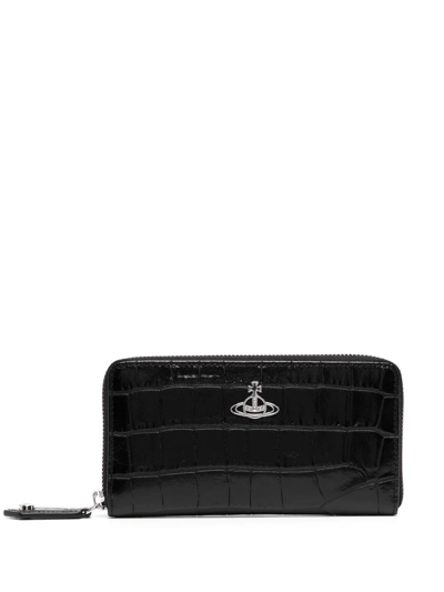 Vivienne Westwood Crocodile-effect Continental Wallet In Black | ModeSens