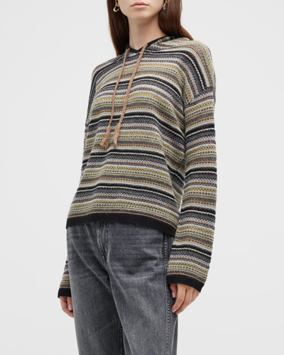 Lisa Todd Off Trail Hooded Stitch Stripe Sweater In Black Combo | ModeSens