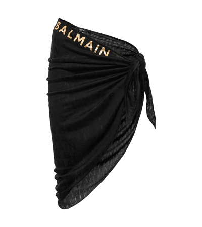 Balmain Asymmetric Logo Beach Cover-up In Nero | ModeSens